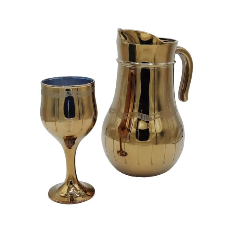 Premium Nova Golden Jug Glass Set with WINE glass 7PC (Glassware)