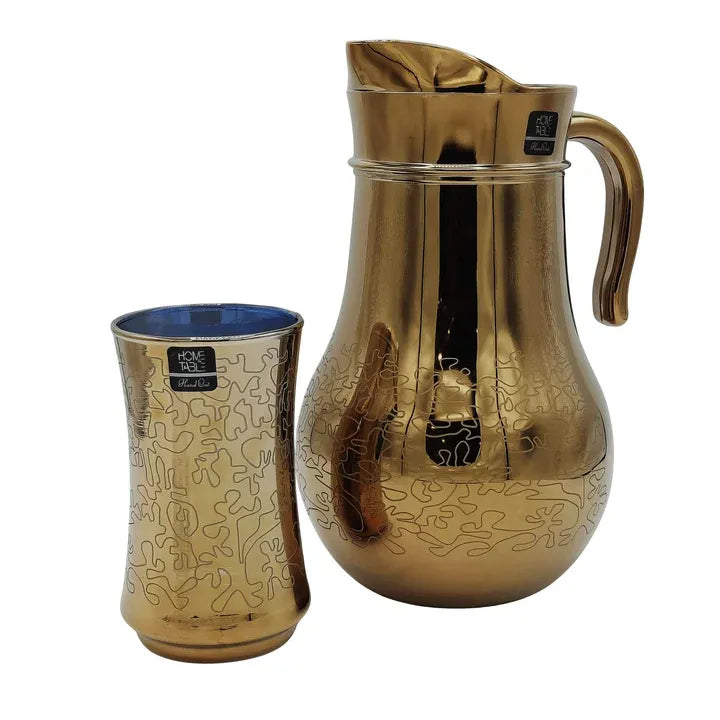 Elegant Golden Jug Glass Set with HB glass 7PC (Glassware) – Homentable