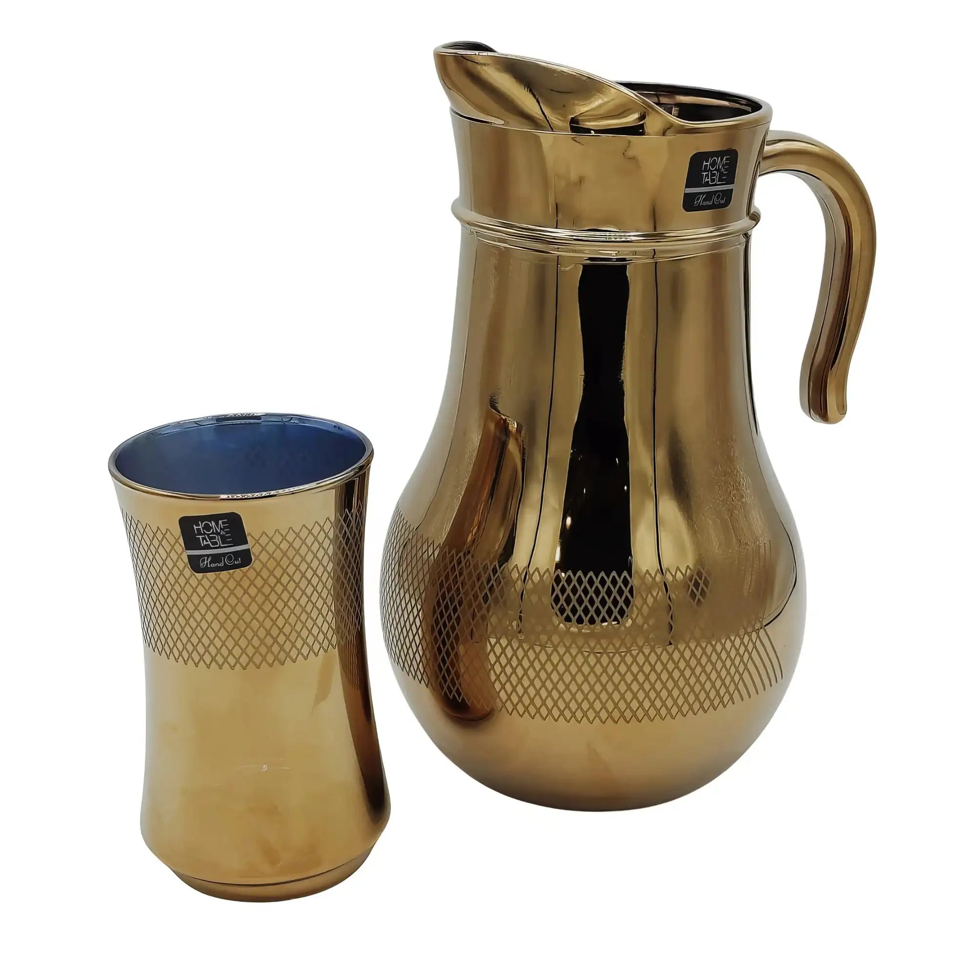 Classy Golden Jug Glass Set with HB glass 7PC (Glassware) – Homentable